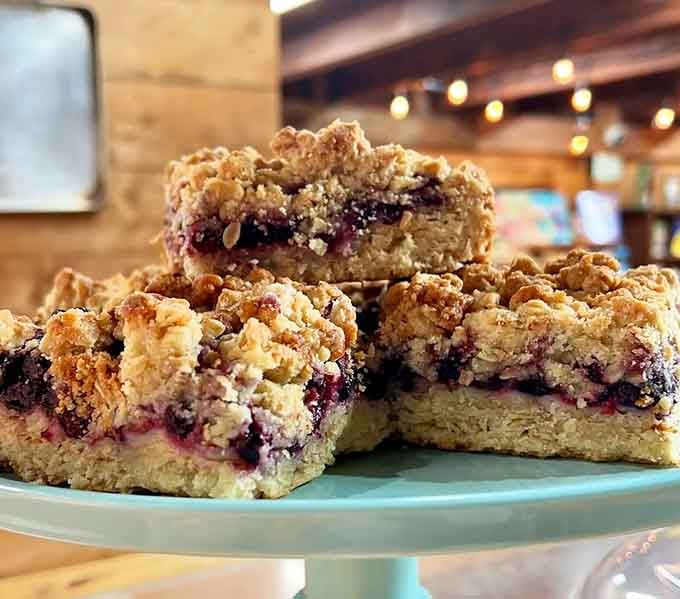 Blueberry crumb bars so thick and generous, they make every other baked good you've ever met feel a little embarrassed.