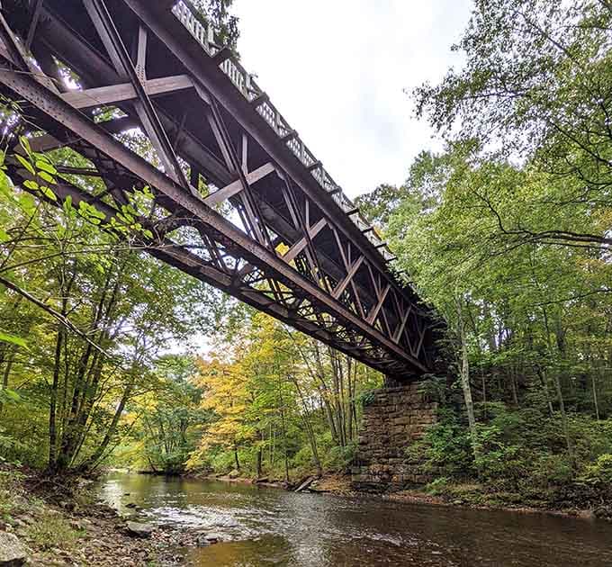An old iron railroad bridge over a quiet river. Connecticut has been holding out on you, and this proves it.