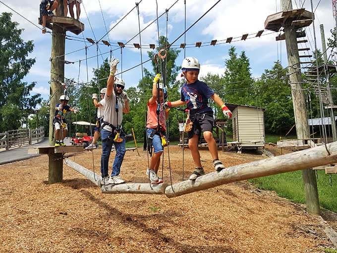 Even the ropes course has you questioning every comfortable life choice you've ever made, happily.