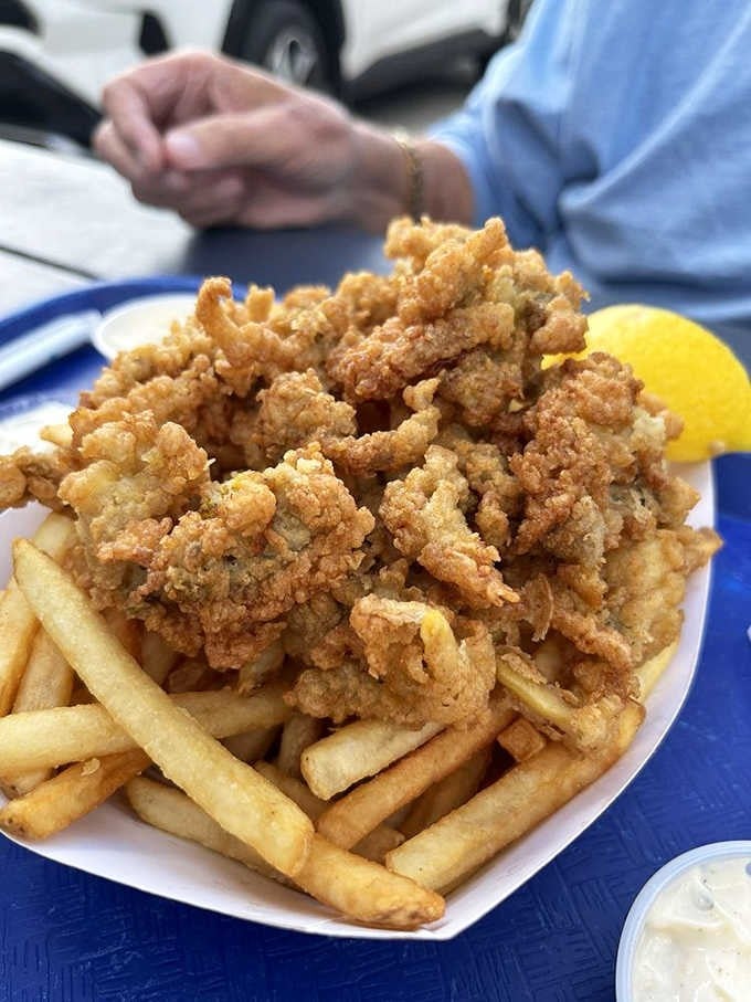 Whole belly clams and fries, the kind of plate that makes you forget everything else exists.