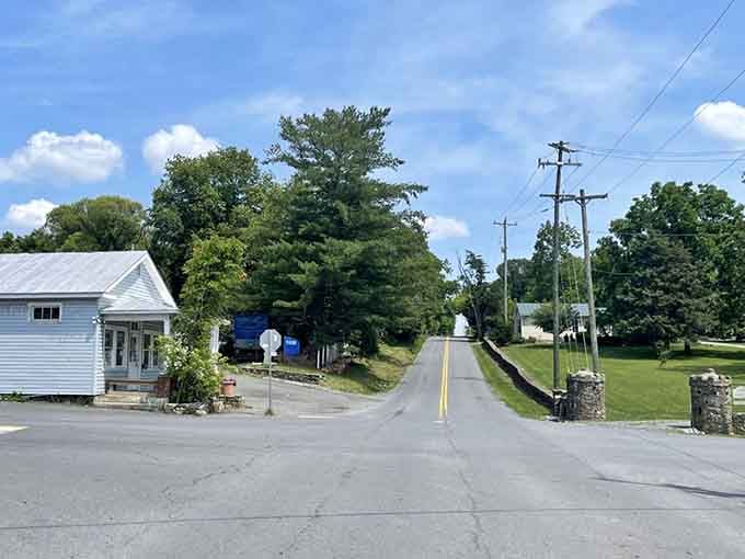 A small building marks the edge of a community that time decided to treat very kindly.