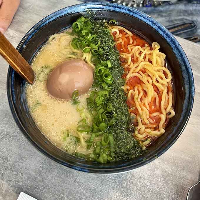 The Szechuan Ramen's house-made oil swirls through the broth like a flavor tornado you'll want to chase.