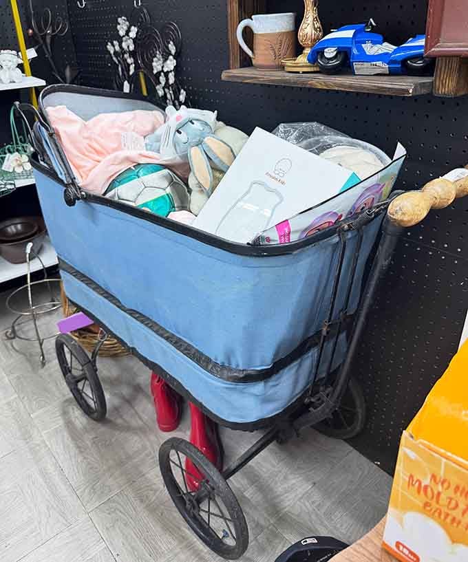 A vintage baby carriage so beautifully old-fashioned, it makes modern strollers look like they're trying too hard.