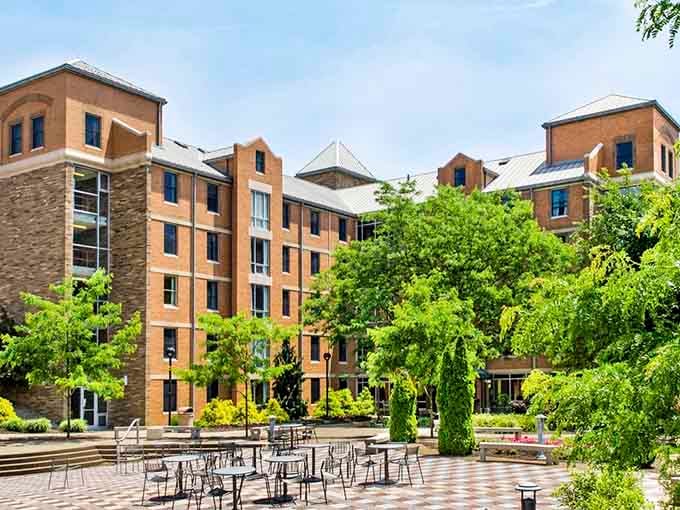 Franciscan University's beautiful campus proves higher education can come with genuinely breathtaking views and peaceful courtyards.