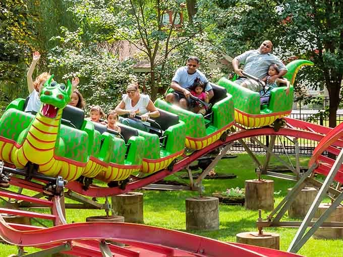 Kids and parents alike throw their hands up on Bubbles the Coaster, proving joy has absolutely no age requirement.