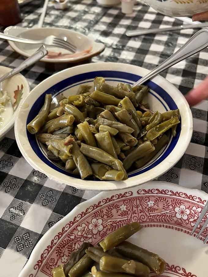 Southern-style green beans that have clearly been simmered with patience, love, and zero shortcuts whatsoever.