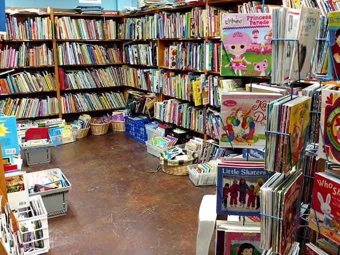 Bright, cheerful, and wonderfully chaotic, the children's section here looks like a Saturday morning cartoon came to life.