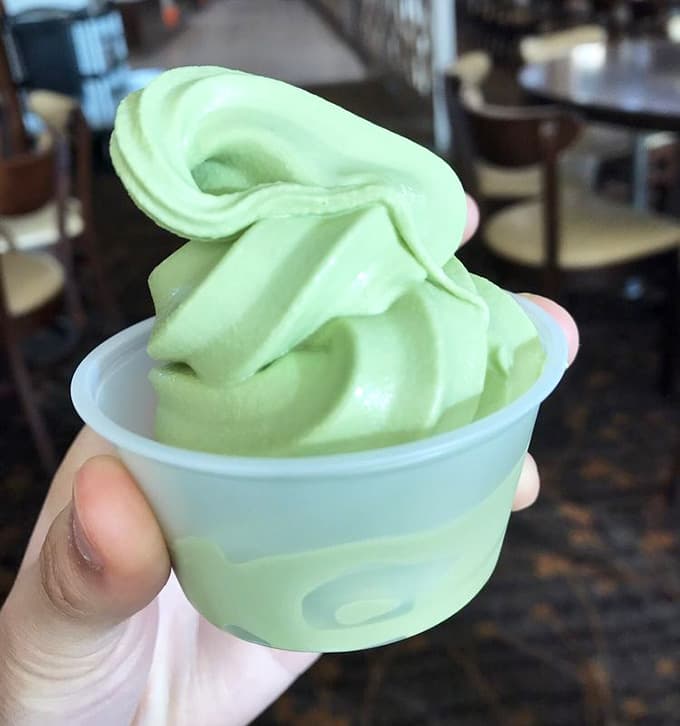 Matcha soft serve swirled into a cup so pretty, you'll pause before diving in. Briefly.