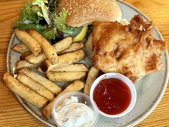 Lightly battered whitefish on a bun with tartar sauce is the sandwich equivalent of a lakeside sunset.