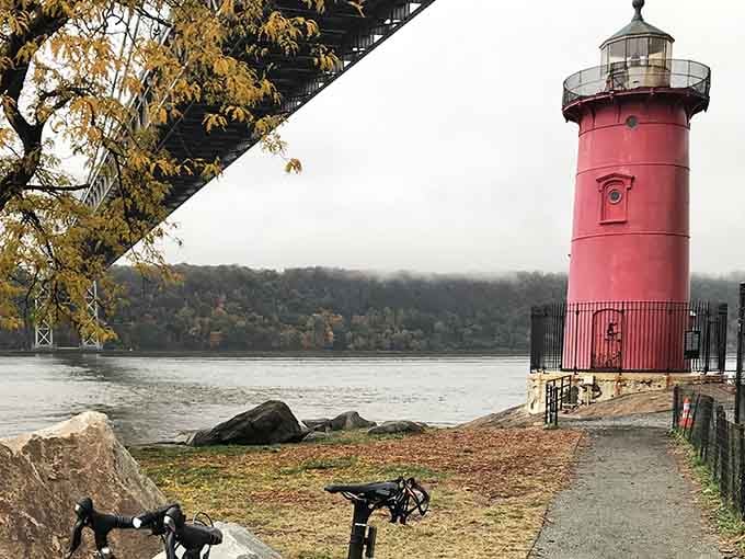 Even on a gray autumn day, the Little Red Lighthouse shows up and shows out.