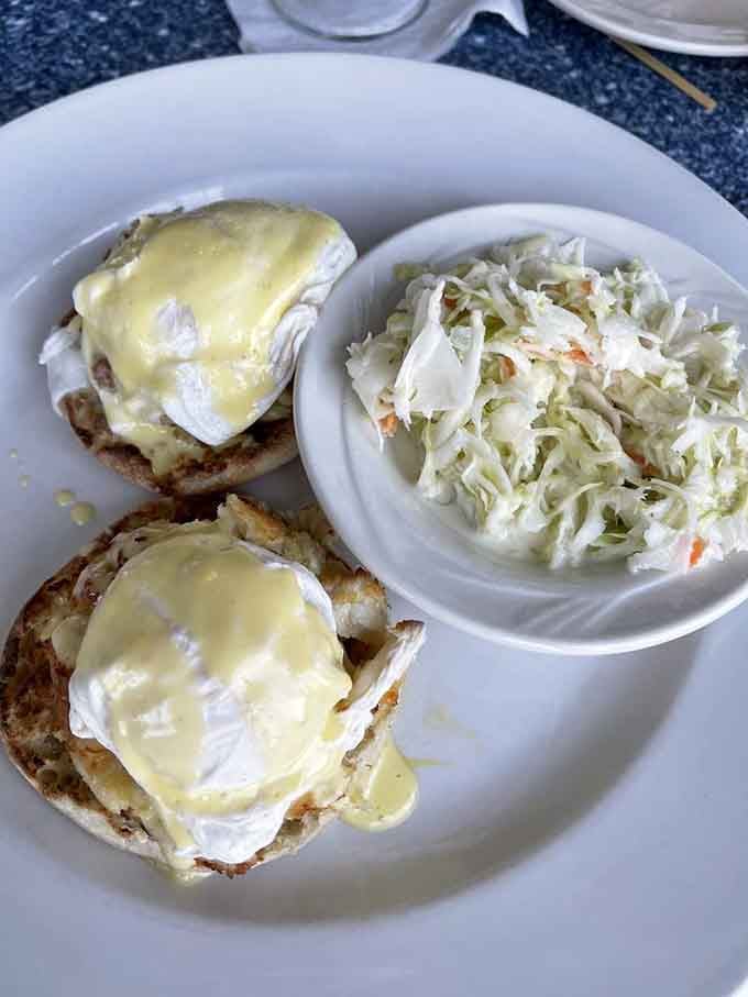 Crab imperial on an English muffin with hollandaise. Brunch just got a serious promotion.