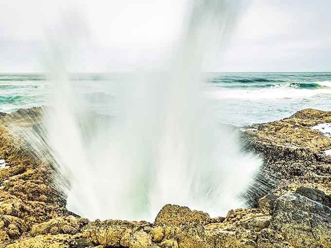 When Thor's Well exhales, you'd better have waterproof everything or accept your soggy fate gracefully.
