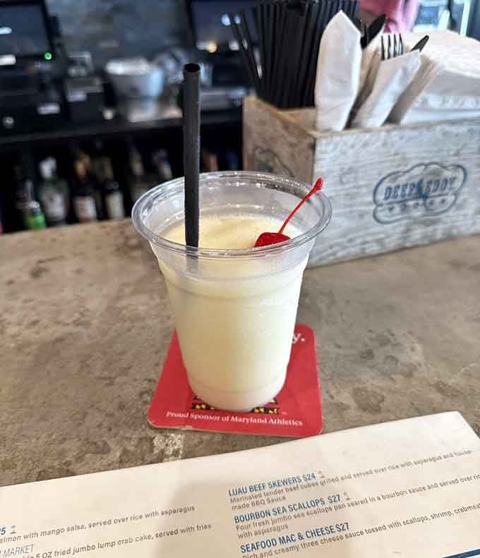 Creamy, cold, and crowned with a cherry, this frozen piña colada is Maryland's answer to a tropical getaway.