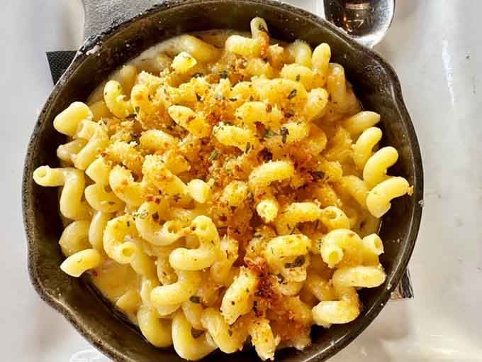 Served in a cast iron skillet with a golden panko crust, this mac and cheese means serious, unapologetic business.