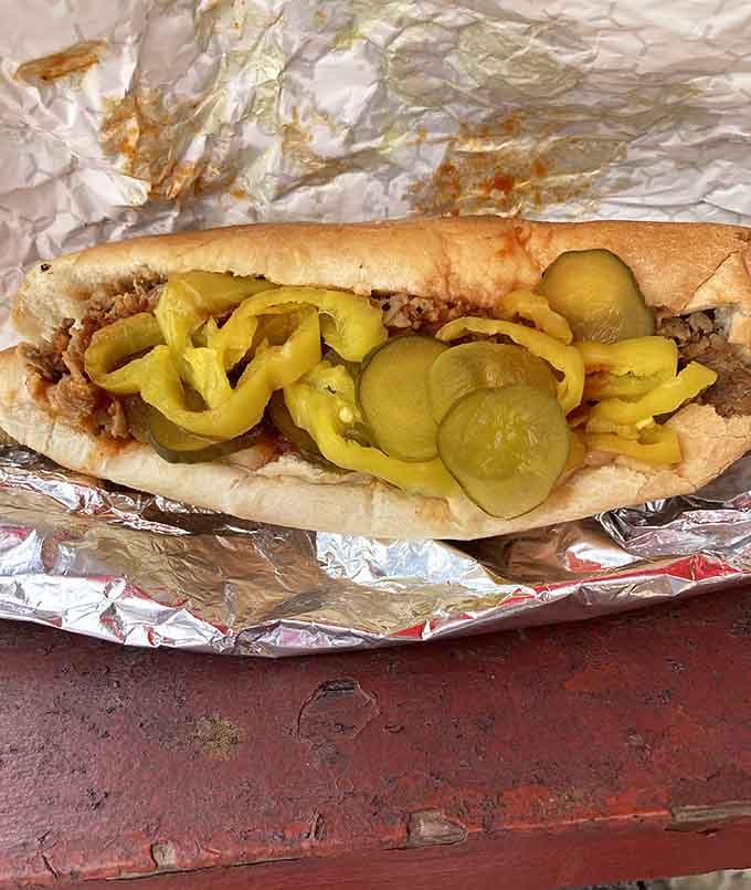 Loaded with banana peppers and pickles, this sandwich means business. Your taste buds won't know what hit them.