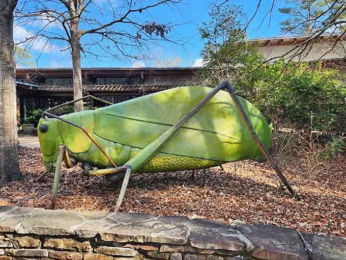 This enormous grasshopper sculpture outside the Discovery Center is the kind of surprise that makes you laugh out loud immediately.
