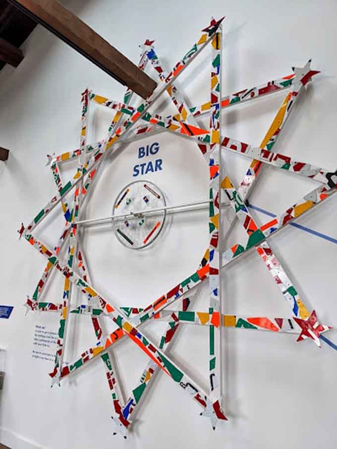 Up close, the detail work is staggering. Colorful, intricate, and built entirely from materials most people would have tossed out.