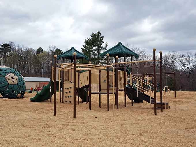 The playground equipment stands ready for action, offering more entertainment than most streaming services and better for you too.