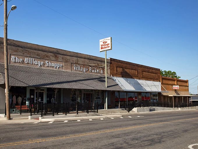 The Village Bakery complex stretches along the street, a kolache kingdom that's fed countless travelers since forever.