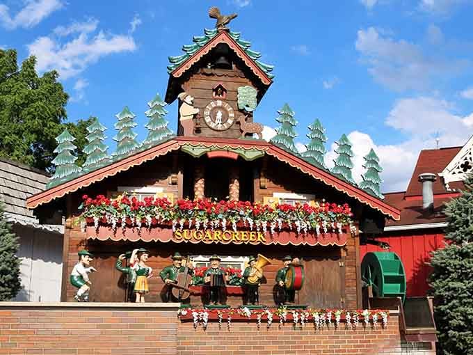 Painted trees, carved figures, and a roofline that belongs in a fairy tale. Only in Ohio.
