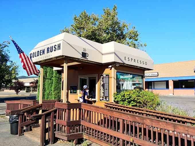Golden Rush Espresso, where your morning coffee comes with a side of fresh mountain air and zero traffic noise.