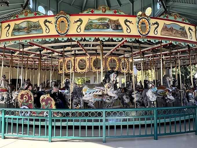 Every hand-painted panel and carved figure on this stunning carousel tells a story that no smartphone screen could ever replicate.