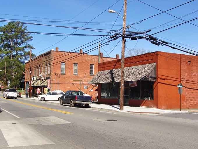 Cave Spring's downtown brick buildings have that warm, lived-in glow that no amount of new construction can ever quite replicate.