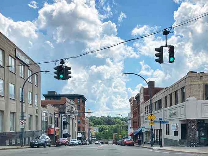 Every green light in Jamestown's downtown feels like a personal invitation to slow down and actually look around you.