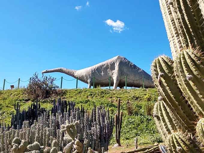 When dinosaurs meet desert cacti, you get the most delightful prehistoric garden party imaginable.