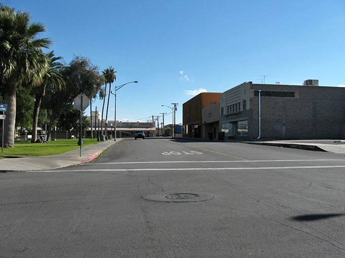 Needles sun-drenched downtown corner feels unhurried and honest, like a town that never learned to rush.