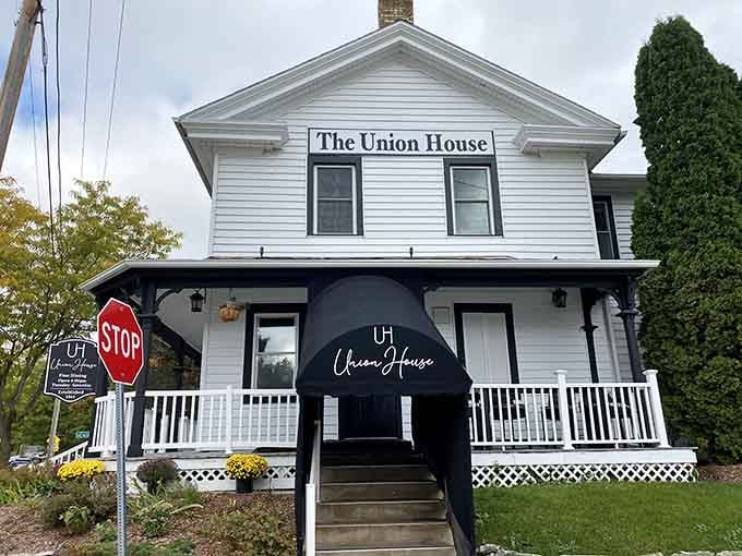 That bold black awning against crisp white siding makes the Union House look elegantly timeless, like a little black dress for buildings.