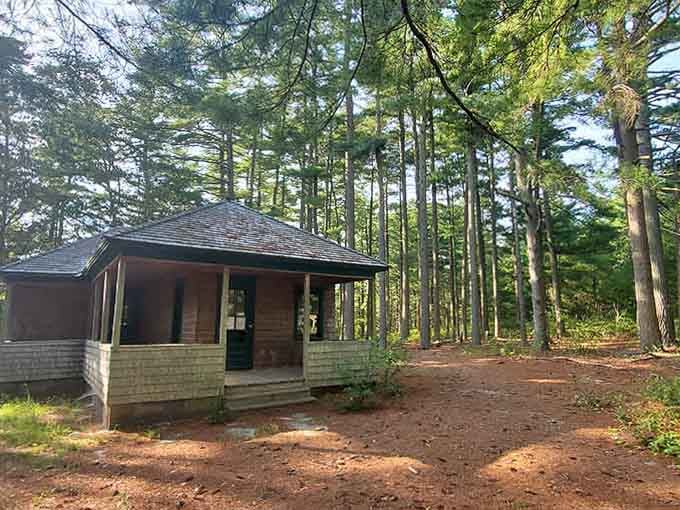 This cozy pine-shaded cabin at Double Trouble proves that roughing it never looked so charming.