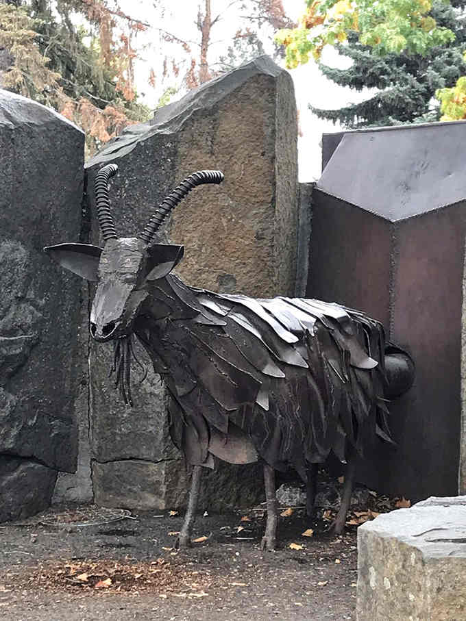 Every overlapping steel plate on this magnificent creature catches the autumn light like dark, handcrafted feathers on a very proud animal.