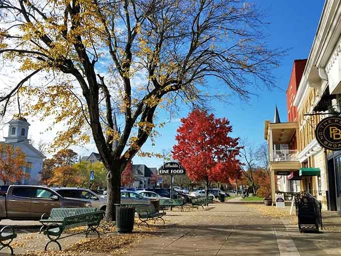 Autumn turns Granville's town square into a painting so vivid you'd swear someone cranked up the color saturation on purpose.