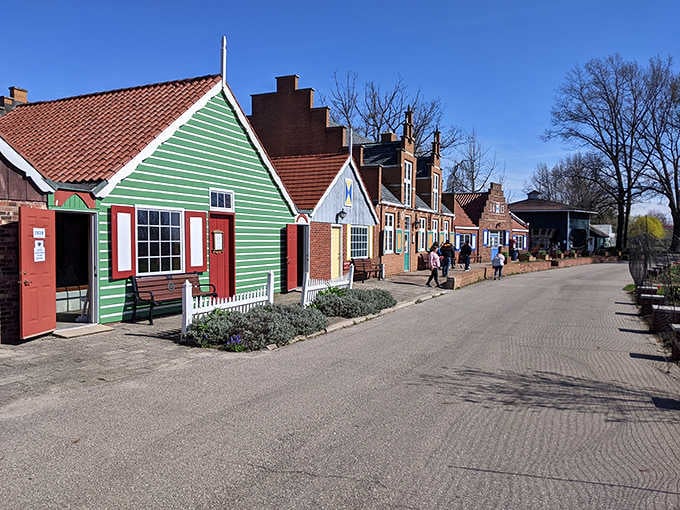 Holland's Dutch Village street looks like someone lovingly transplanted a corner of the Netherlands and planted it right here in Michigan.