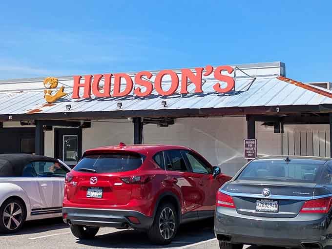 A packed lot under a blazing blue sky means the word is definitely out about Hudson's legendary fresh catch.