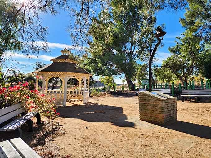 This charming gazebo offers shade and serenity, proving that simple pleasures never go out of style.
