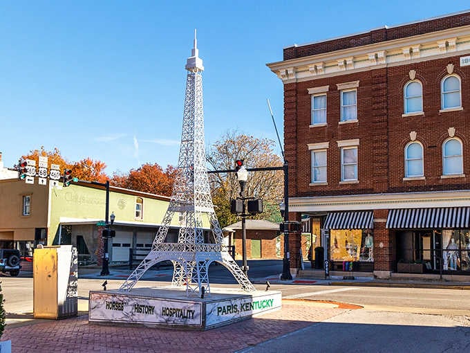 That miniature Eiffel Tower proves you don't need a transatlantic flight to find European charm and small-town American hospitality combined.