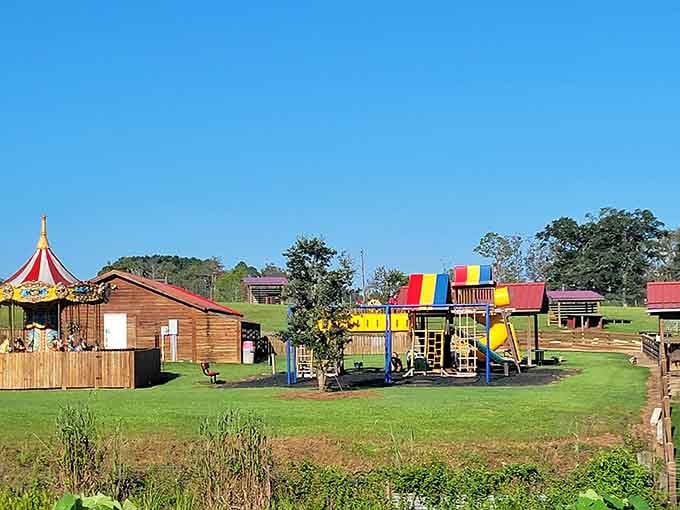Colorful playground equipment dots the landscape where families create memories that'll last longer than any Instagram post.