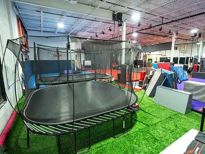 The trampoline area where gravity becomes more of a suggestion than an actual rule of physics.