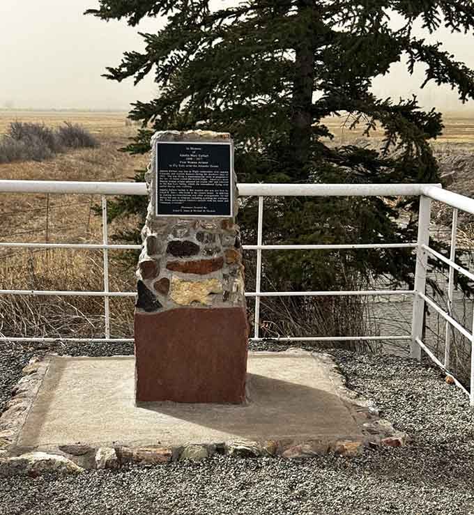 A stone memorial rising from the valley floor quietly honors Amelia Earhart, a pioneer who never let the horizon stop her.