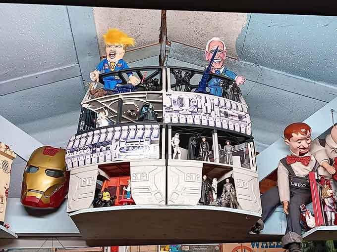 Political figures and Star Wars characters sharing the same display, because apparently the galaxy is bipartisan.