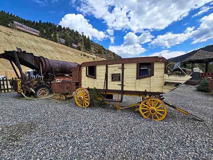 A vintage wagon sitting pretty against the mountain backdrop. Your great-great-grandparents would have recognized this immediately.