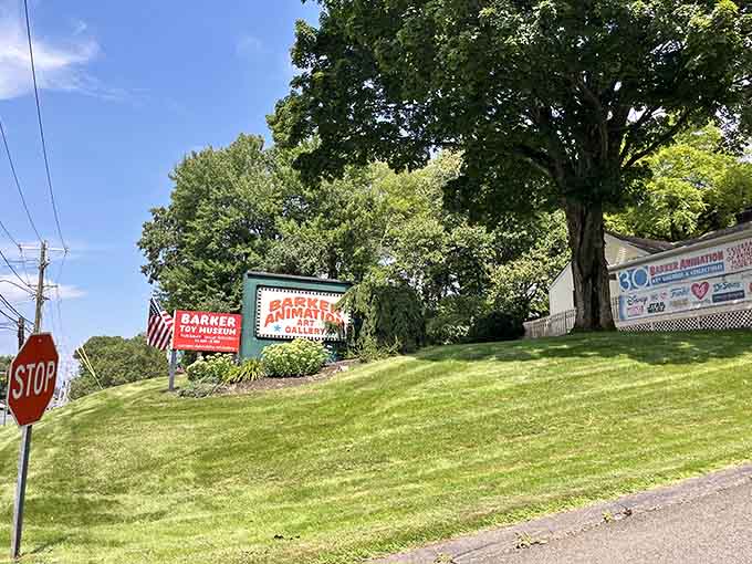 The sign says stop, but everything else about this place says go, go, go inside immediately.