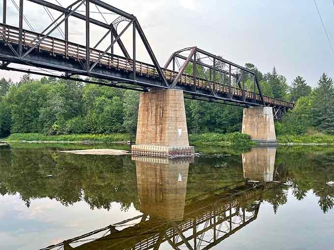 That old railroad bridge over the Bigfork River has seen a lot of seasons and isn't done watching.
