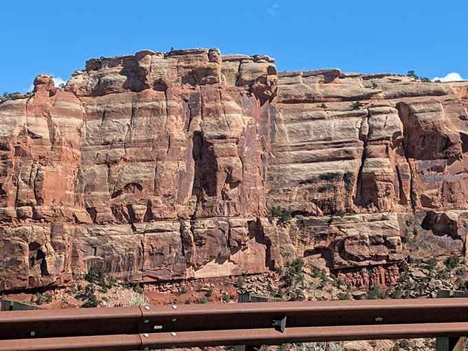 Red sandstone cliffs catching the light, proving Colorado has more color palettes than just white snow.