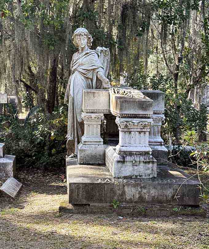 This marble figure has been reaching gracefully toward something beautiful for well over a century now.