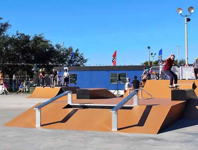 The skate park keeps things lively for grandkids visiting your new waterfront paradise, giving everyone something to enjoy.
