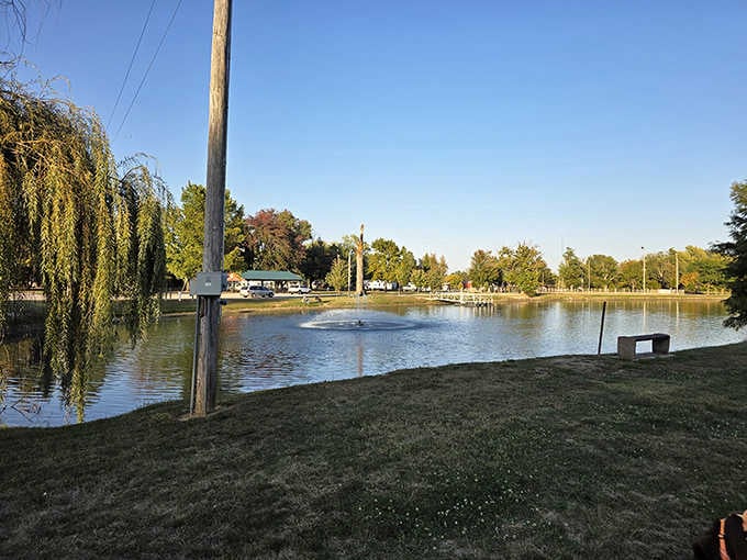 Fairview Park's peaceful pond is the perfect place to exhale after a day of giant discoveries.