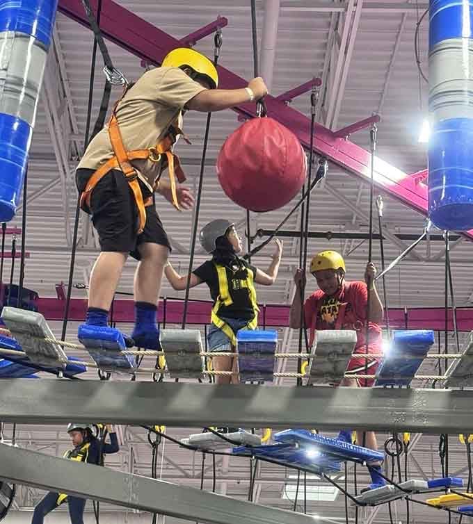 Dodge, duck, and don't get knocked off. The wrecking ball challenge is pure, padded chaos at its finest.